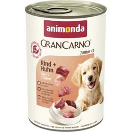 animonda GranCarno Original Nassfutter Hund Junior, Rind und Huhn 24x400 g
