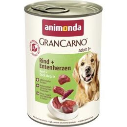 animonda GranCarno Original Nassfutter Hund Adult, Rind und Entenherzen 24x400 g