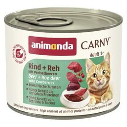 animonda Carny Nassfutter Katze Adult Rind und Reh mit Preisselbeeren 24x200 g