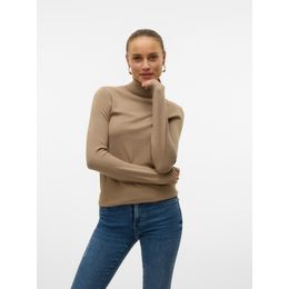 Véro Moda Rollkragenpullover VERO MODA "VMHAPPINESS LS ROLLNK PULLOVE GA BOO REP", Damen, Gr. XS, silber (silber mink), Feinstrick, Obermaterial: 50% Viskose, 27% Nylon, 23% Polyester, unifarben, slim fit taillenbedeckt, hoch geschlossener Ausschnitt, Rippstrickbündchen, Pullover