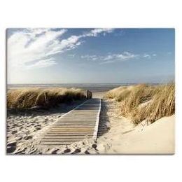 Leinwandbild Artland "Nordseestrand auf Langeoog - Steg", beige (farbe bild(er): naturfarben), B:40cm H:30cm, Bilder, Leinwandbild, auf Holzrahmen gespannt