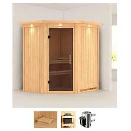 Sauna Karibu "Tomke", beige (naturbelassen), Saunaofen, integrierte Steuerung, 3,6 kW, Saunen, Ofen 3,6 kW intgr. Strg