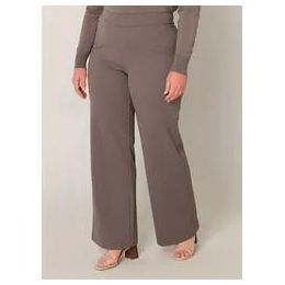 Treggings Base Level Curvy "Arah", Damen, Gr. 44, L&auml;nge 32, grau (schwarz taupe), Web, Obermaterial: 97% Polyester, 3% Elasthan, unifarben, loose fit extralang, Hosen Treggings, mit elastischem Bund