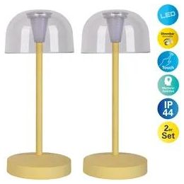 N&auml;ve N&Auml;VE LED Tischleuchte "Gomba 18,5 cm", gelb, 1, &Oslash; 8cm H: 18,5cm, 2 Stk., Leuchten, 2er Set, aufladbar, USB Kabel, Memoryfunktion, stufenlos dimmbar, LED Tischleuchte