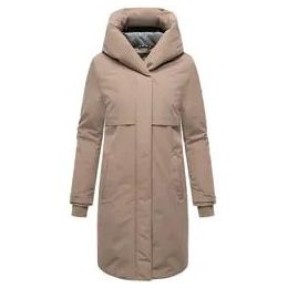 Wintermantel Navahoo "Domingaa 14", Damen, Gr. M (38), beige (taupe), Obermaterial: 100% Polyester; Futter 1: 95% Polyester, 5% Elasthan; Futter 2: 100% Polyester; Wattierung: 100% Polyester; &Auml;rmelfutter: 100% Polyester, figurumspielend knieumspielend, hoch geschlossener Ausschnitt, verstellbar Rippstrickb&uuml;ndchen mit Druckknopf,verstellbar, M&auml;ntel Wintermantel, Langer warmer Mantel mit magnetische