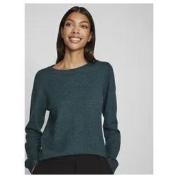 Rundhalspullover Vila "VIRIL O-NECK L/S KNIT TOP - NOOS", Damen, Gr. XXL, ponderosa pine detail:schwarz melange, Feinstrick, Obermaterial: 50% Viskose, 27% Nylon, 23% Polyester, meliert, unifarben, regular fit normal, Rundhals, Rippb&uuml;ndchen, Pullover Rundhalspullover, Viskosemischung, regular fit