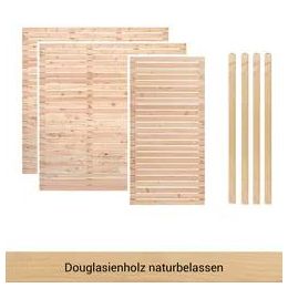 Zaun Bm Massivholz "Kurt Set 2.1", beige (ohne), H:180cm, Holzwerkstoff, Zaunelemente, 2 Elemente 180 x 180cm, 1 Element 90x180cm, 4 Pfosten, L&auml;nge 190cm