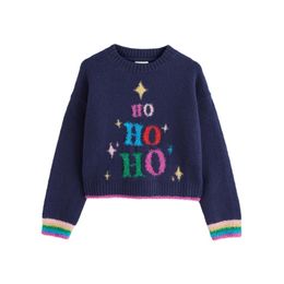 next Pullover 'Christmas Ho Ho Ho' M&auml;dchen Gr&ouml;&szlig;e 122 navy / tanne / dunkelpink / knallrot