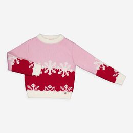 Rosa-roter Pullover aus Wolle