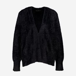 Betty Barclay Schwarze Strickjacke aus Kunstfell mit silberfarbenem Faden