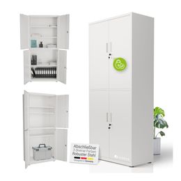 Juskys Aktenschrank aus Metall &ndash; 180x80x40 cm, 2 T&uuml;ren, abschlie&szlig;bar & h&ouml;henverstellbar - Wei&szlig;