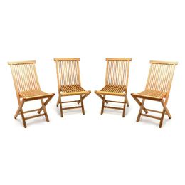 Vcm 4er Set Gartenstuhl Teak Holz behandelt klappbar Holzstuhl Balkonstuhl Ma&szlig;e B. 46x H. 89x T. 62 cm