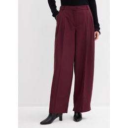 bonprix Bundfaltenhose mit Bequembund und Schlitz, rot, Gr.54, Bundfaltenhose mit schmal zulaufendem Bein und hoher Taille. Taschen befinden sich in den Seitenn&auml;hten