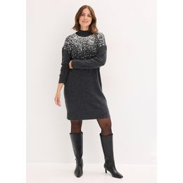 bonprix Strickkleid mit Pailletten-Applikation, grau