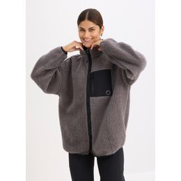 bonprix Funktions-Fleece Sportjacke oversized, grau, Fleece