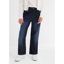 bonprix Wide-Leg Thermojeans mit Jerseyfutter Mid Waist, blau, Gr.158, Wide-Leg Thermojeans mit Jerseyfutter Mid Waist f&uuml;r M&auml;dchen, 82% Baumwolle