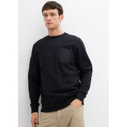 bonprix Sweatshirt mit Brusttasche aus Bio-Baumwolle, schwarz, 100% Baumwolle