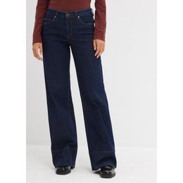 bonprix Wide-Leg-Jeans Mid Waist mit Bio Baumwolle, blau, Gr.50, Wide-Leg-Jeans Mid Waist mit Bio Baumwolle, 98% Baumwolle (organic)