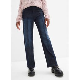 bonprix Wide-Leg-Jeans Mid Waist, blau, mit Baumwolle
