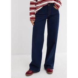 bonprix Wide-Leg-Jeans Mid Waist Bio- Baumwolle, blau, Gr.38, Straight-Jeans Mid Waist Bio-Baumwolle, 98% Baumwolle (organic)