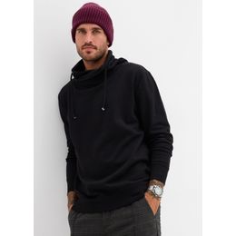 bonprix Schalkragen-Sweatshirt aus reiner Bio-Baumwolle, schwarz, 100% Baumwolle
