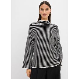 bonprix Oversized-Pullover mit Turtleneck aus Viskose-Mix, schwarz, Viskose