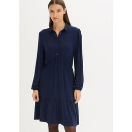 bonprix Jerseykleid aus softem Viskose-Mix, blau, Viskose