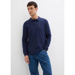 bonprix Langarm-Poloshirt aus reiner Bio-Baumwolle, blau, 100% Baumwolle