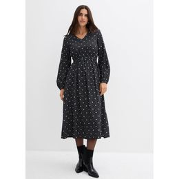 bonprix Maxikleid aus flie&szlig;ender Viskose, schwarz, Viskose