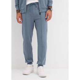 bonprix elegante Jogginghose mit Biesen aus weichem Baumwollmix, blau, mit Baumwolle