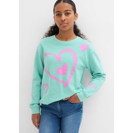 bonprix Sweatshirt mit Ballon-Saum aus reiner Bio-Baumwolle, gr&uuml;n, 100% Baumwolle