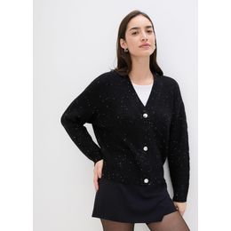 bonprix Ajour-Strickjacke, schwarz, Gr.48/50 (XL), Perfekt f&uuml;r die festlichen Tage
