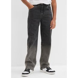 bonprix Loose Fit Jeans mit Farbverlauf Straight, grau, Gr.158, L&auml;ssig weit geschnittene Jungen Baggy Jeans mit verstellbarem Bund, 99% Baumwolle