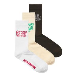 Jack & Jones Jack & Jones Socken 'JACMERRY' Herren Gr&ouml;&szlig;e 41/46 creme / weinrot / schwarz / wei&szlig;