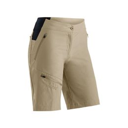 Outdoorhose Maier Sports "Inara Short Vario", Damen, Gr. 42, Normalgrößen, beige (dunkelbeige), 90% Polyamid; 10% Elasthan, Hosen, Damen Shorts, kurze Wanderhose, Outdoor-Hose, 4 Taschen, Regular Fit