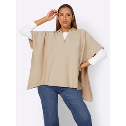 WITT Damen Shirt im 2-in-1-Look mit Poncho, sand, Gr&ouml;&szlig;e 36-40