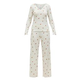 Hunkem&ouml;ller Hunkem&ouml;ller Pyjama Damen Gr&ouml;&szlig;e S creme / umbra / cranberry Winterkleid