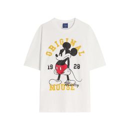 Bershka T-Shirt 'MC MICKEY' Herren Gr&ouml;&szlig;e XL curry / schwarz / wei&szlig;