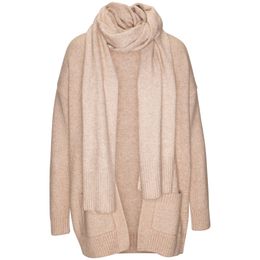 Vivance Set: Strickjacke mit Schal Damen Gr&ouml;&szlig;e L beigemeliert