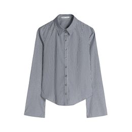 Bershka Bluse Damen Gr&ouml;&szlig;e M grau / wei&szlig;