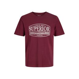 Jack & Jones Premium T-Shirt 'JPRBLUNOAH' Herren Gr&ouml;&szlig;e XS weinrot / wei&szlig;