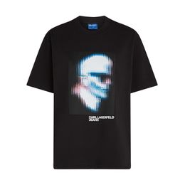 KARL LAGERFELD JEANS T-shirt 'DIGITIZED' Damen Gr&ouml;&szlig;e XL azur / hellgrau / schwarz