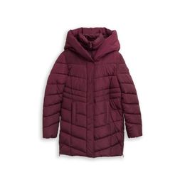 Tom Tailor Damen Puffer-Mantel im 2-in-1-Look, rot, Uni, Gr. XS