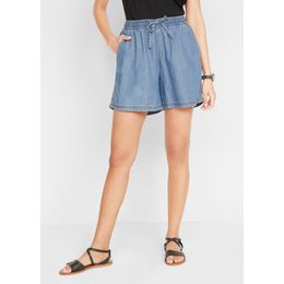 bonprix Leichte Denim Shorts mit Leinen, blau, Leinen