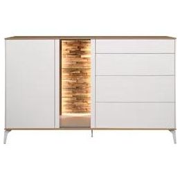 M&auml;usbacher Kommode M&Auml;USBACHER, ice wei&szlig; supermatt, asteiche, B:169cm H:103cm T:42cm, Sideboards, Kommode, Faro Sideboard B 169 cm, inkl. Beleuchtung, Push to open, Metallf&uuml;&szlig;e