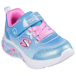 Sneaker Skechers "MY DREAMERS", Mädchen, Gr. 23, bunt (blau, rosa multi), Lederimitat, Textil, Glitzer, kontrastfarbene Details, Schuhe, Blink,-Klettschuh, Meerjungfraudesign, Größenschablone zum Download