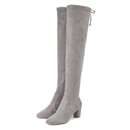 Lascana Overkneestiefel 'Slouchy Boots, Langschaft Stiefel, Schlupf-Boot,' grau Gr. 36 f&uuml;r Damen