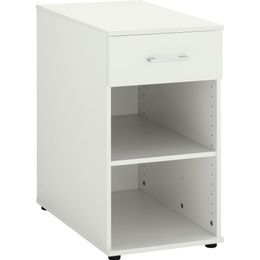 Rollcontainer VOGL M&Ouml;BELFABRIK "Modila", wei&szlig;, B:40cm H:72cm T:67cm, Spanplatte, Rollwagen, Rollcontainer, Anstellcontainer offen 1 Schublade