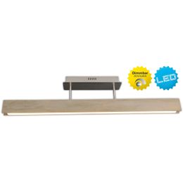 Näve NÄVE LED Deckenleuchte "Straight", braun, 1, H: 21cm, 1 Stk., Leuchten, dimmbar mit Wanddimmer, Holzkorpus aus Esche, L: 97,5cm, LED warmweiß