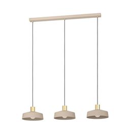 Eglo Hängeleuchte "VALDIOLA Pendellampe, Stahl, IP20, E27, Esszimmerlampe, Esstischlampe", beige (sandfarben, messing, gebürstet), 3, H: 110cm, 1 Stk., Leuchten, Esszimmerlampe aus Metall in Sandfarben und Messing-Gebürstet, E27
